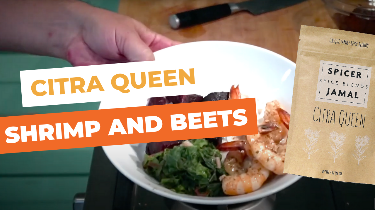 Citra Queen on Beets with Shrimp and Chard – Spicer Jamal Blends